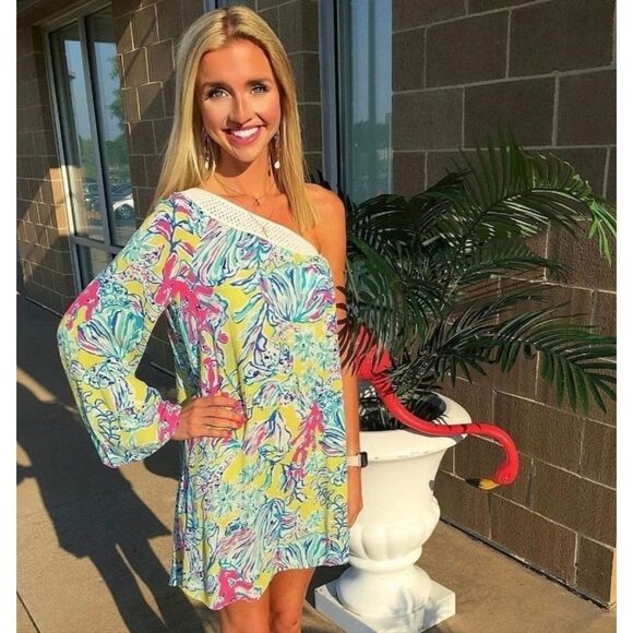 Lilly Pulitzer | Dresses | Lilly Pulitzer Shealyn Cover Up Dress Lemon ...